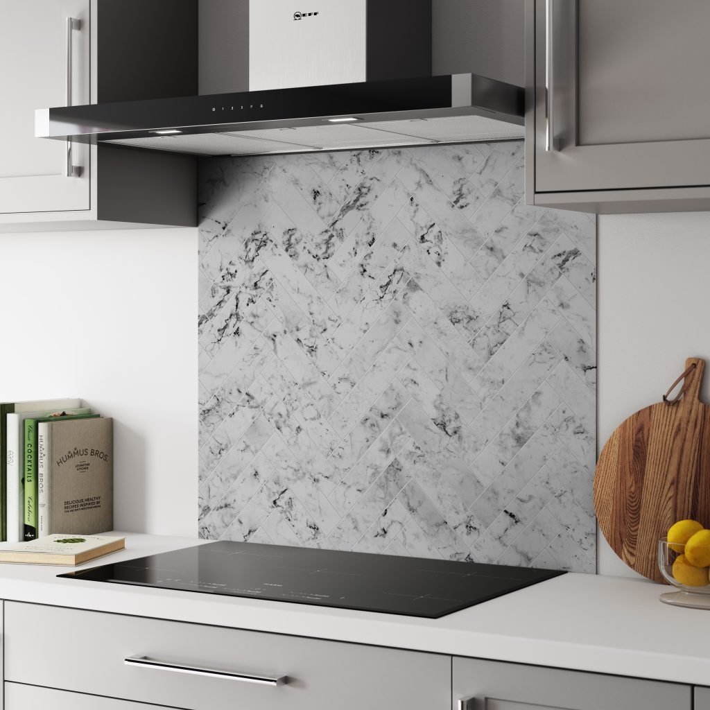 Alloy Marble Herringbone Shell (Splashback) – Llandaff Laminates LTD