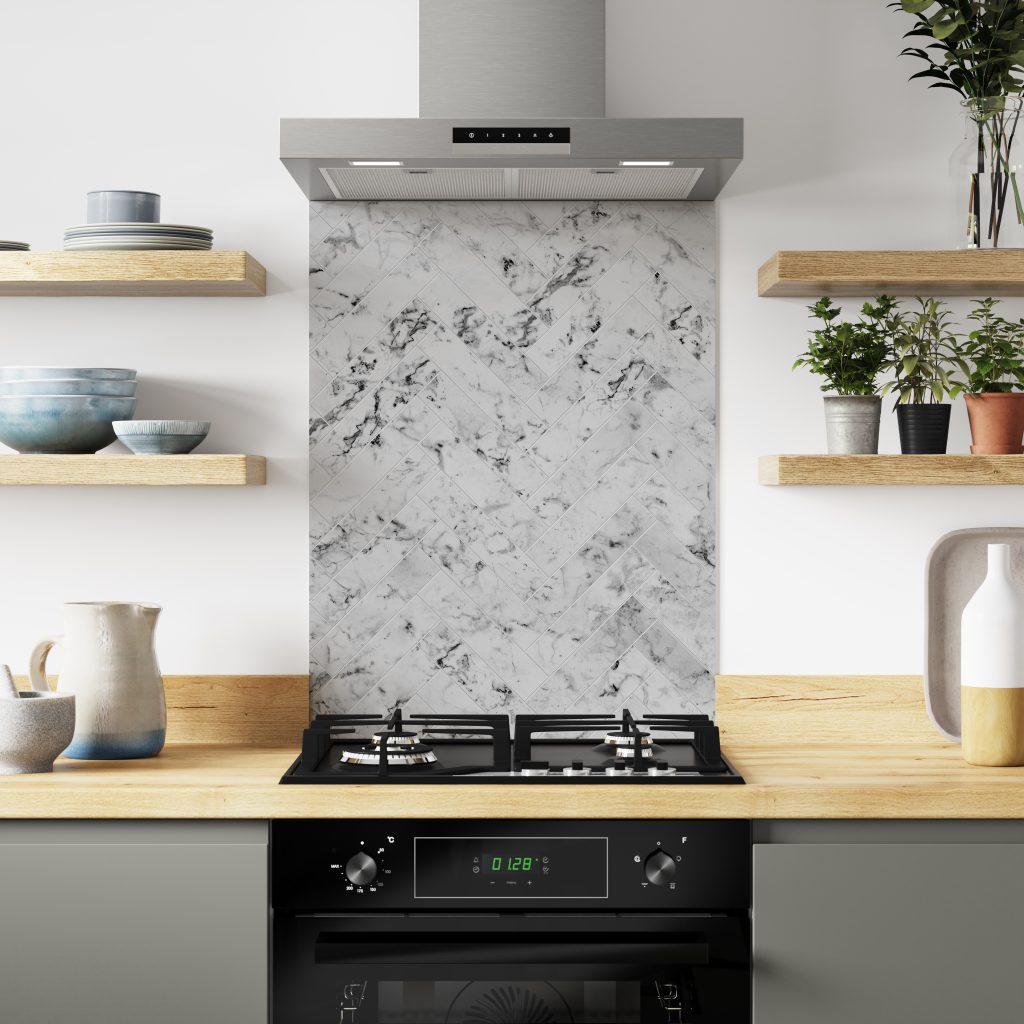 Alloy Marble Herringbone Shell (Splashback) – Llandaff Laminates LTD