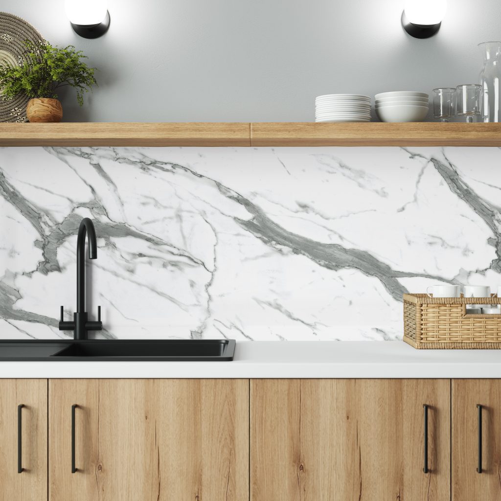 Alloy White Marble Shell (Splashback) – Llandaff Laminates LTD